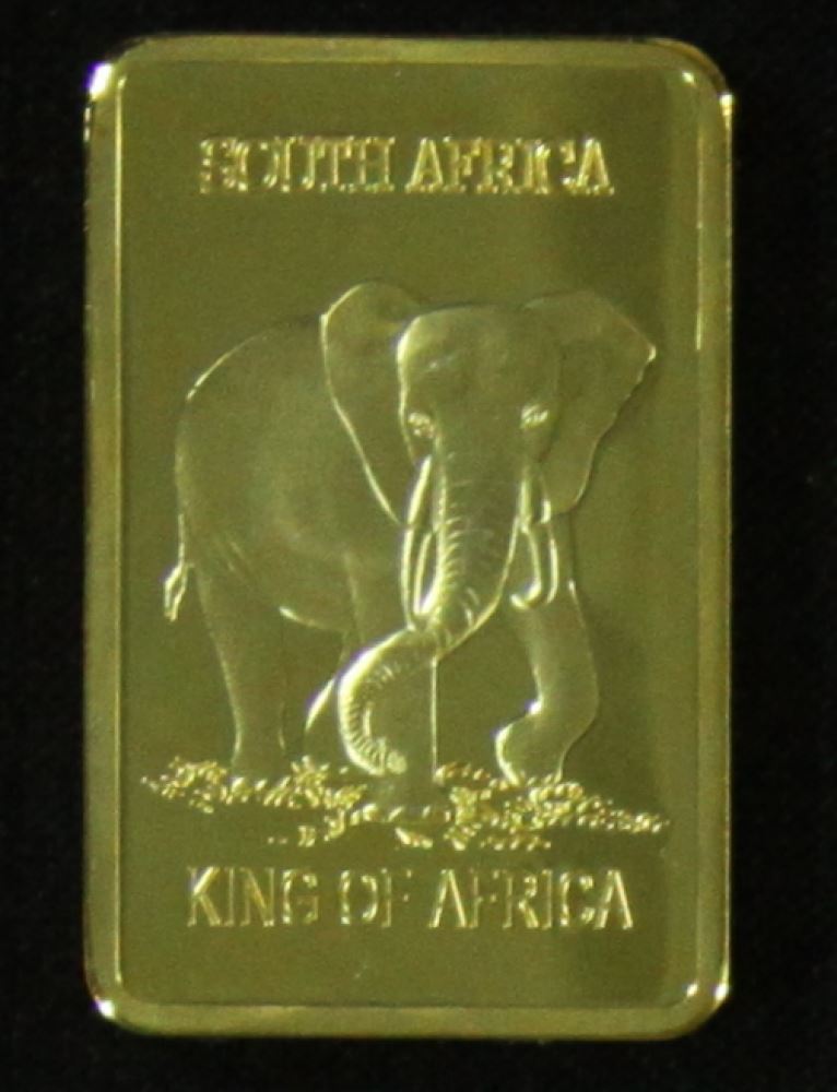 1 Troy Ounce .999 24K 100 Mills Gold Clad "King of Africa" Elephant ...