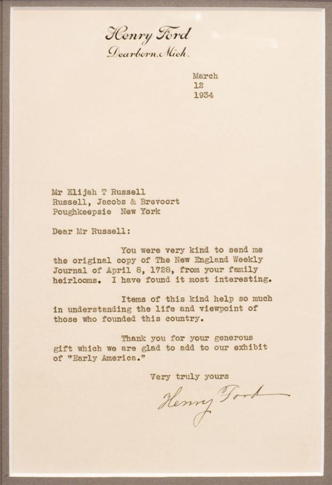 Henry Ford & Edsel Ford Ultra Rare Signed Document Collectible Display ...