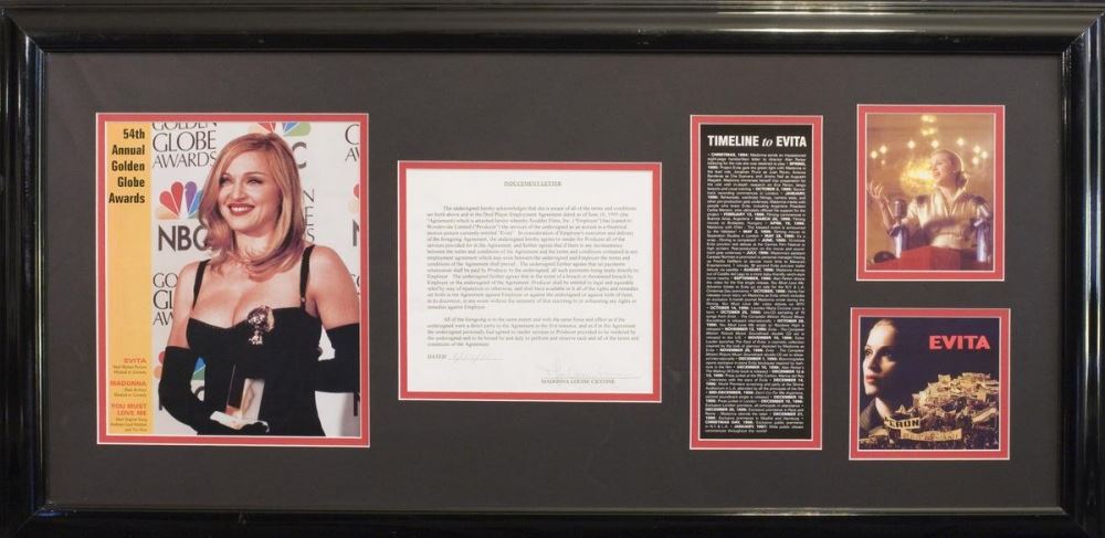 Madonna RARE Signed Evita Original Inducement Letter Custom Framed 18 ...
