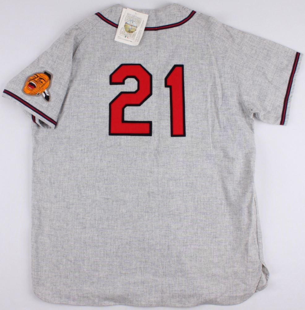 Warren Spahn Signed Braves Throwback Jersey Inscribed "HOF 75" (JSA LOA)