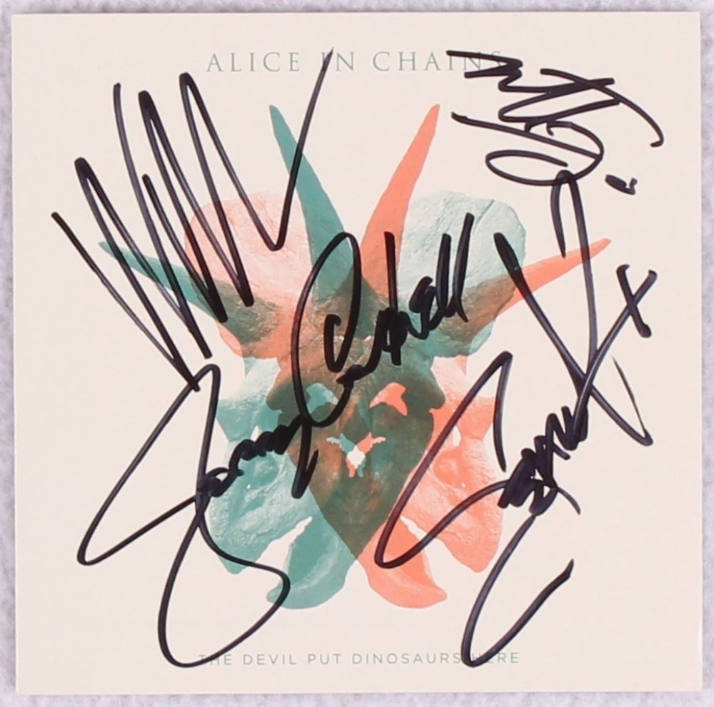 "Alice in Chains: The Devil Put Dinosaurs Here" CD Cover Signed by (4) With Jerry Cantrell, Sean Kin