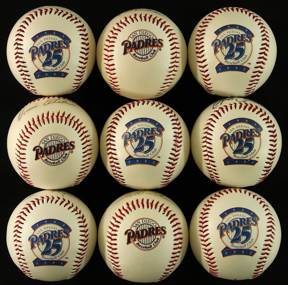 Lot of (9) Signed Padres Logo Baseballs With Craig Shipley, Scott ...
