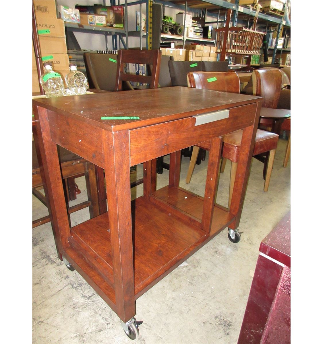 Small rolling desk with pullout keyboard tray