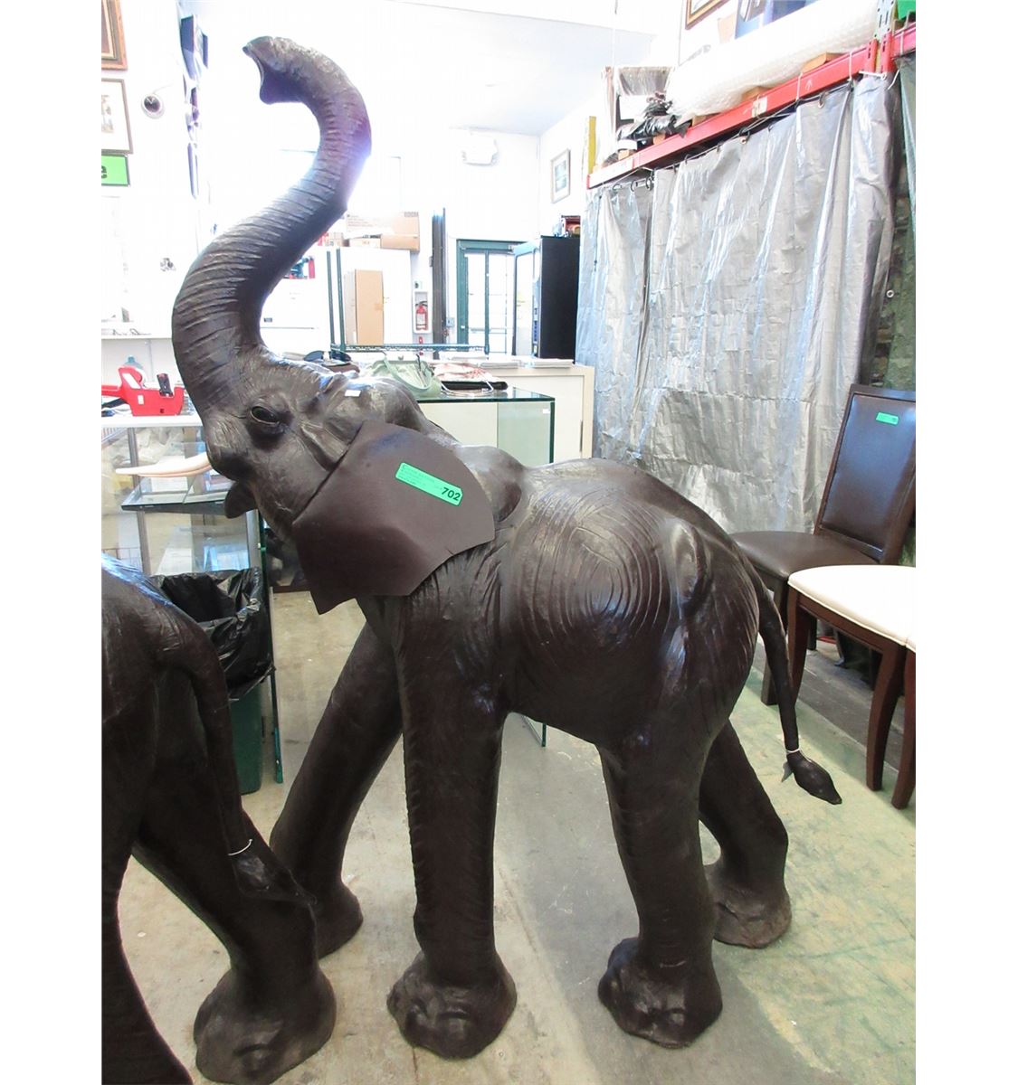 NEW - 5 Foot tall leather covered elephant statue