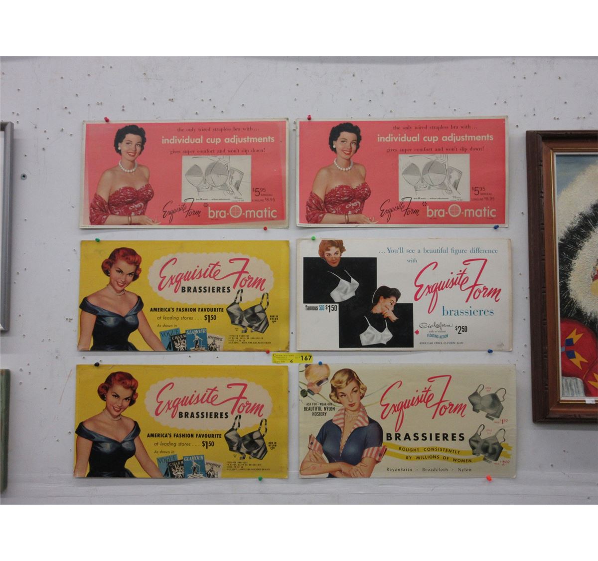 6 Vintage cardboard Bra advertisements