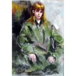 Ramon Kelley (b.1939). Pastel. "Portrait Of A Young Girl." 15" x 12 ...