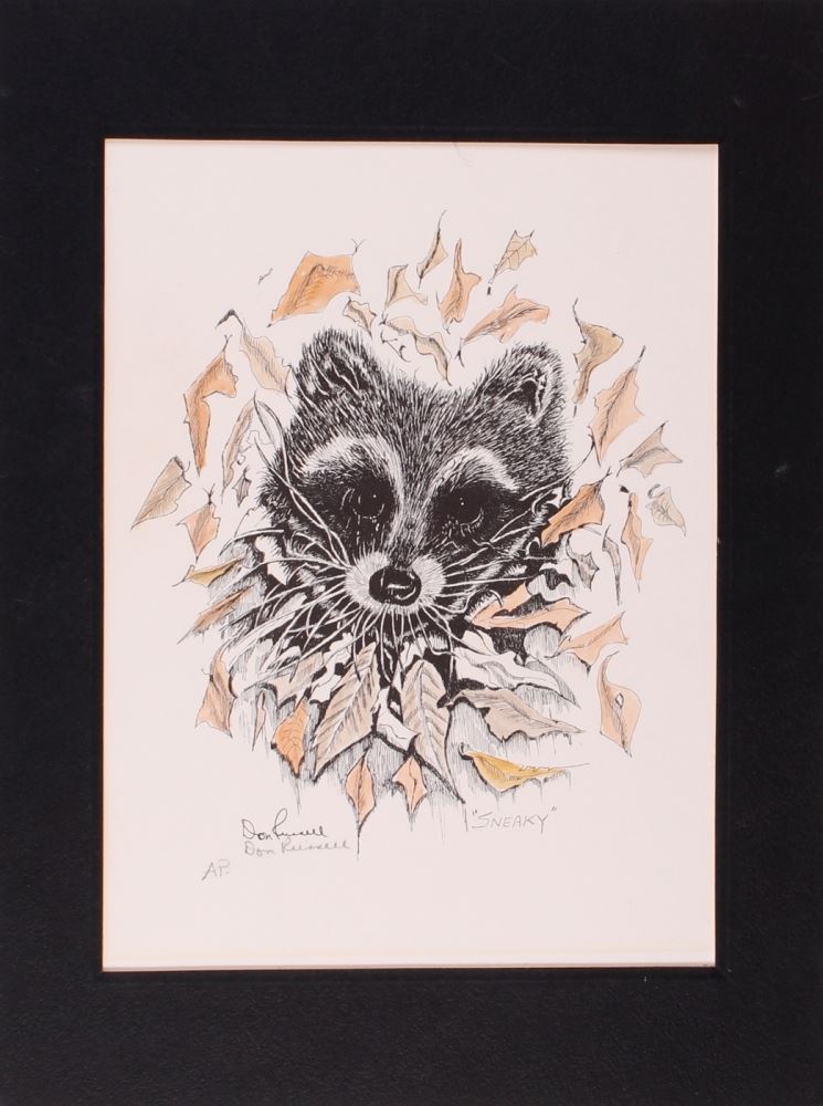 Don Russell Signed "Sneaky" 1975 12x16 Custom Matted AP Lithograph (PA LOA)