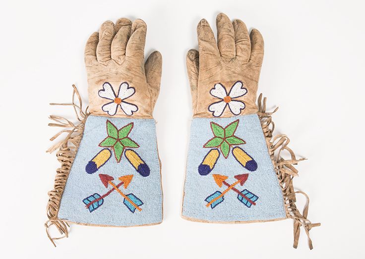 Plateau Pictorial Beaded Gauntlets, 14" long