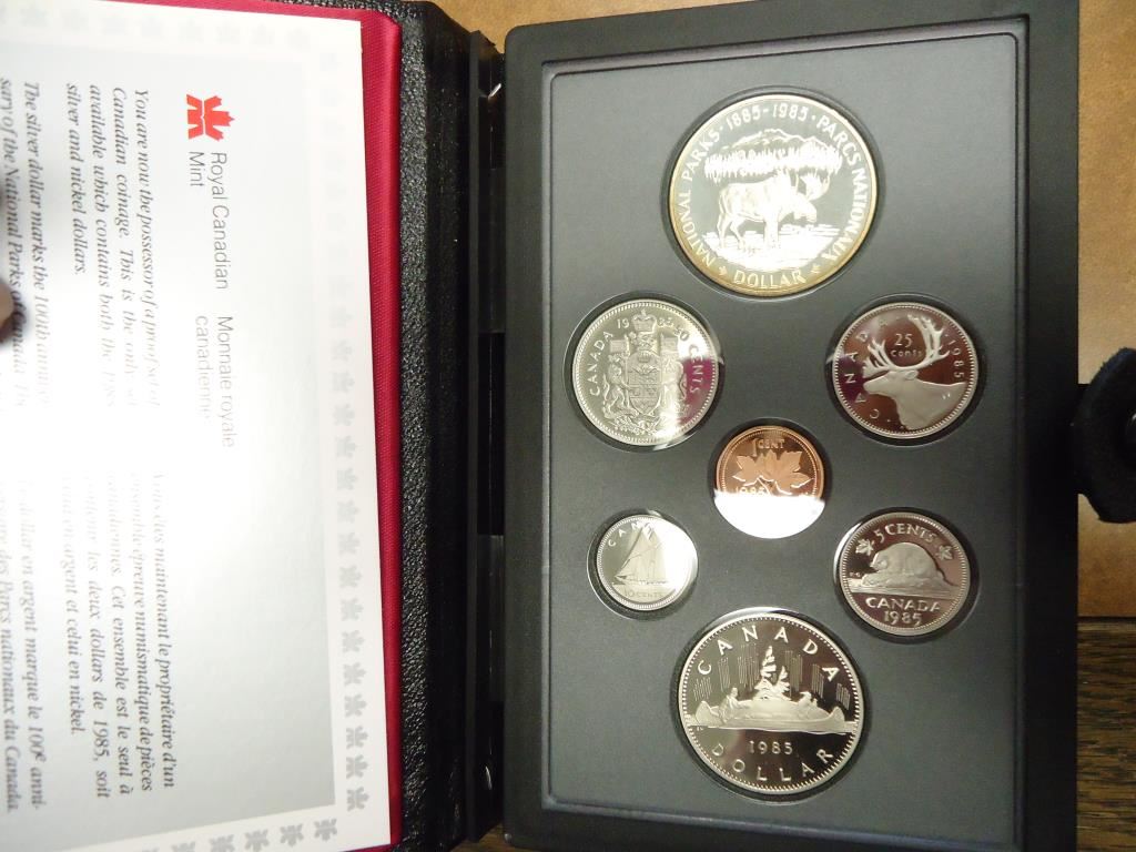 1985 CANADA DOUBLE DOLLAR PROOF SET NATIONAL PARKS, ORIGINAL ROYAL CANADIAN MINT PACKAGING