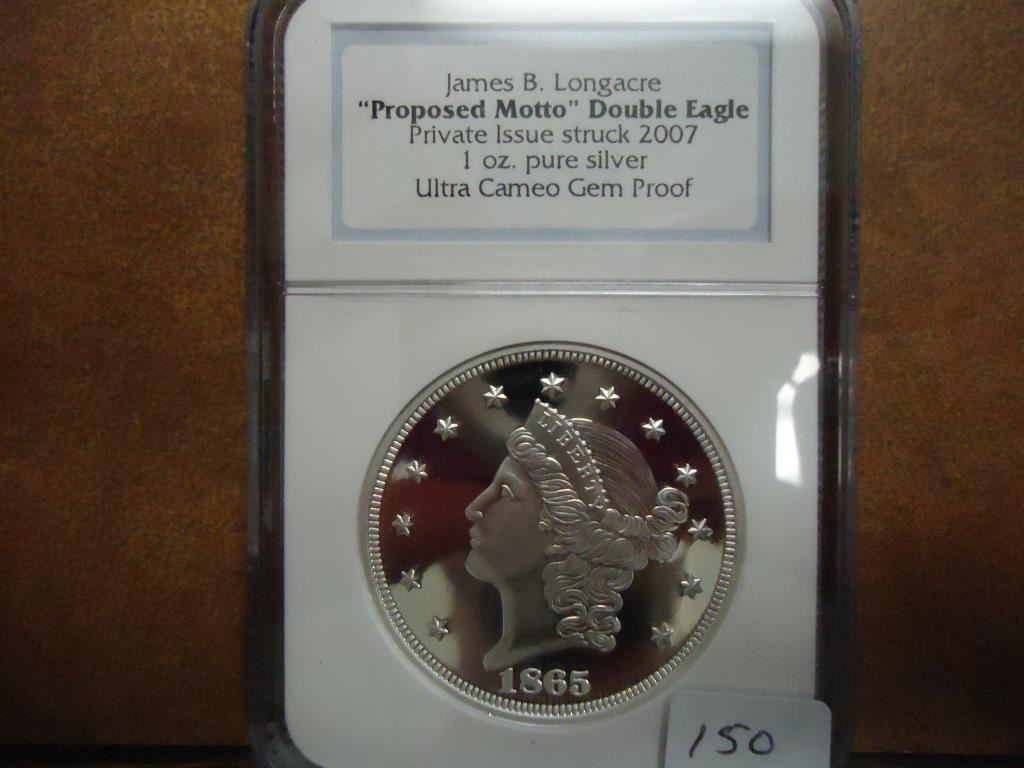 2007 PRIVATE ISSUE "PROPOSED MOTTO" DOUBLE EAGLE 1 OZ. PURE SILVER ...