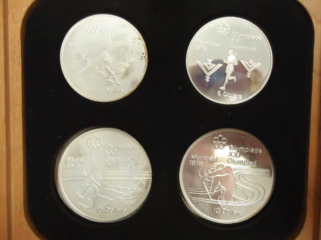 1975 CANADA 4 COIN OLYMPIC PROOF SET CONTAINS: 2-$5 COINS AND 2-$10 ...