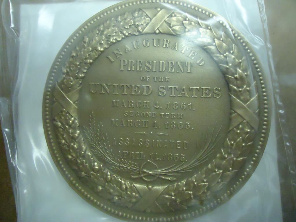 US MINT LIST MEDAL #116 3" BRONZE HIGH RELIEF ABRAHAM LINCOLN ...