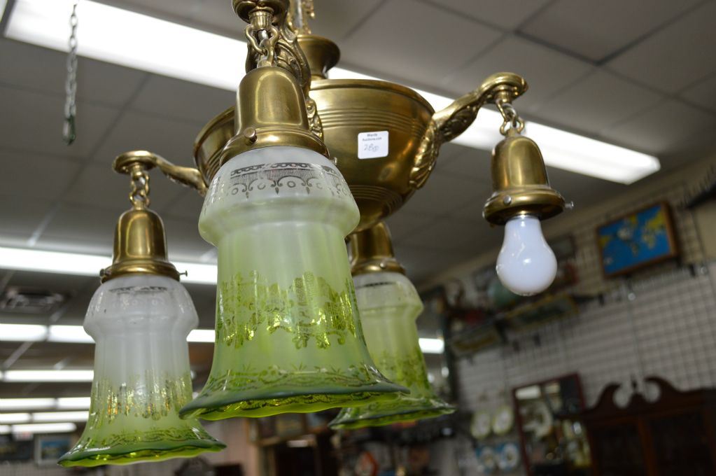 Selection of vintage light fixtures including two ceiling fixtures ...