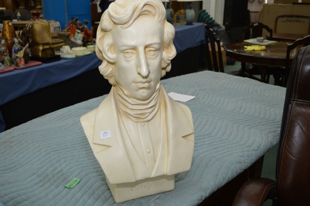 Vintage plaster bust of Chopin 20" in height