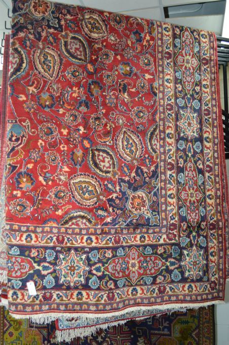 Large wool area rug with overall floral design, multiple borders with ...