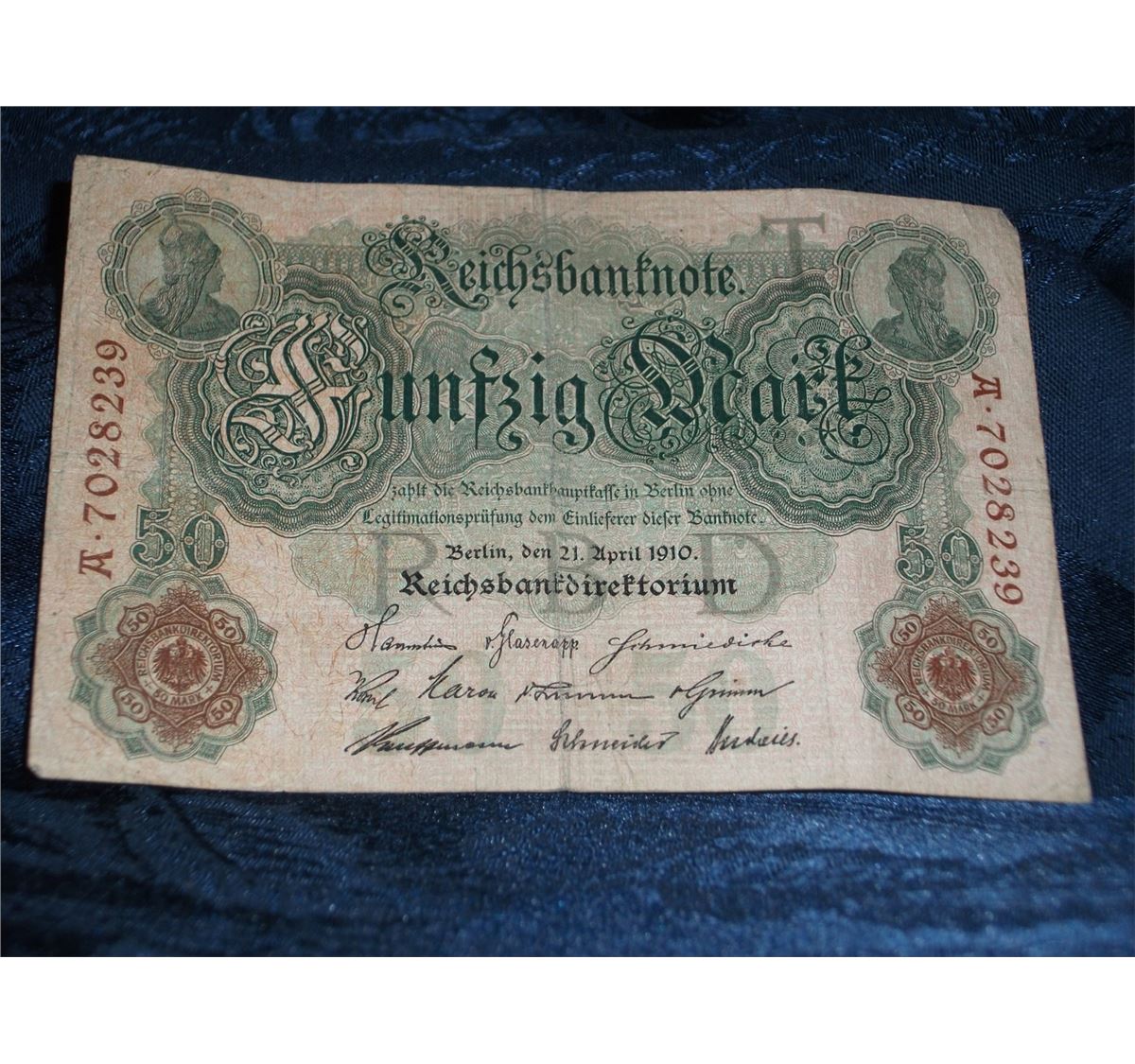 1910 REICHS BANK NOTE 50 MARKS (L121-21)