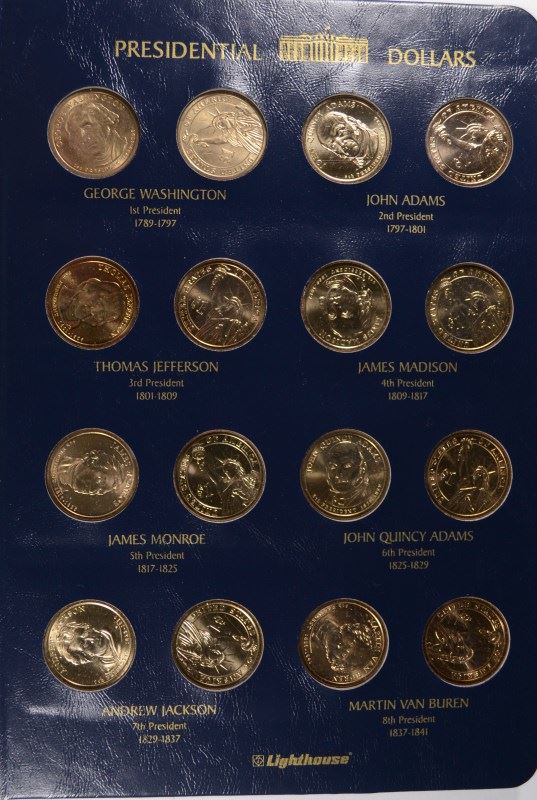 2 ALBUM SET; PRESIDENTIAL DOLLARS( 58 COINS), & STATE QUARTERS (42 COINS)