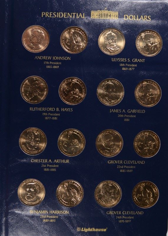 2 ALBUM SET; PRESIDENTIAL DOLLARS( 58 COINS), & STATE QUARTERS (42 COINS)