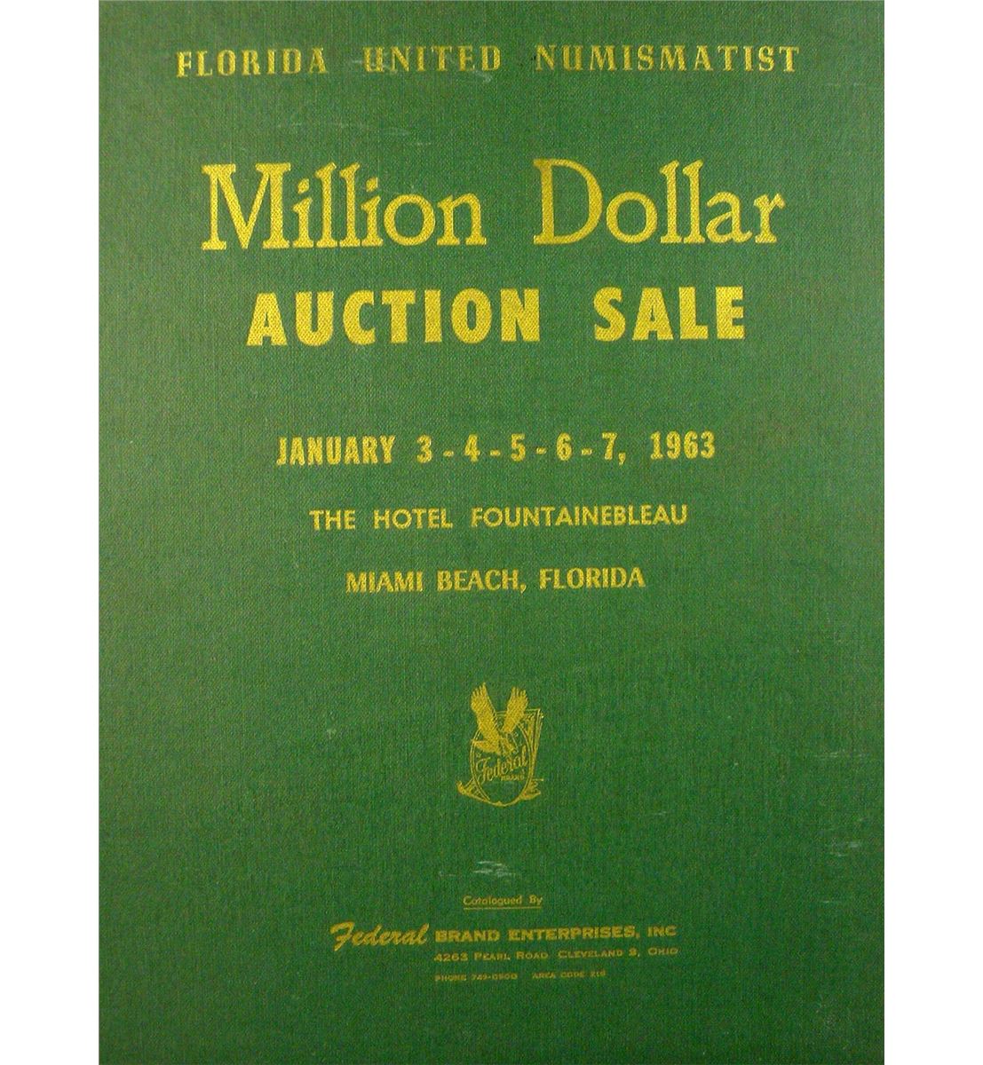 Hardcover Federal Brand Million Dollar Auction Sale