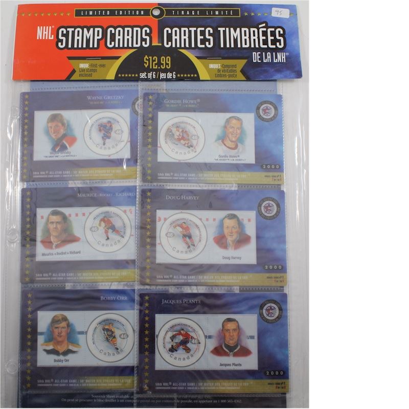 2000 6-Pack of NHL All-Star Stamp Cards From Canada Post.