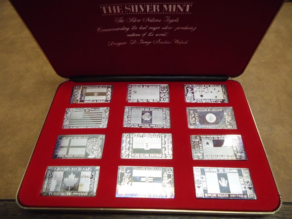 12-PIECE SET OF 20 GRAM .999 FINE SILVER INGOTS FROM THE SILVER MINT ...