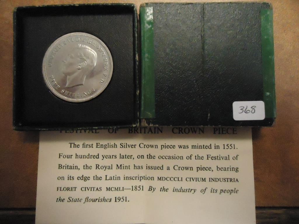 1951 GREAT BRITAIN 5 SHILLINGS CROWN PIECE SILVER IN FESTIVAL OF ...