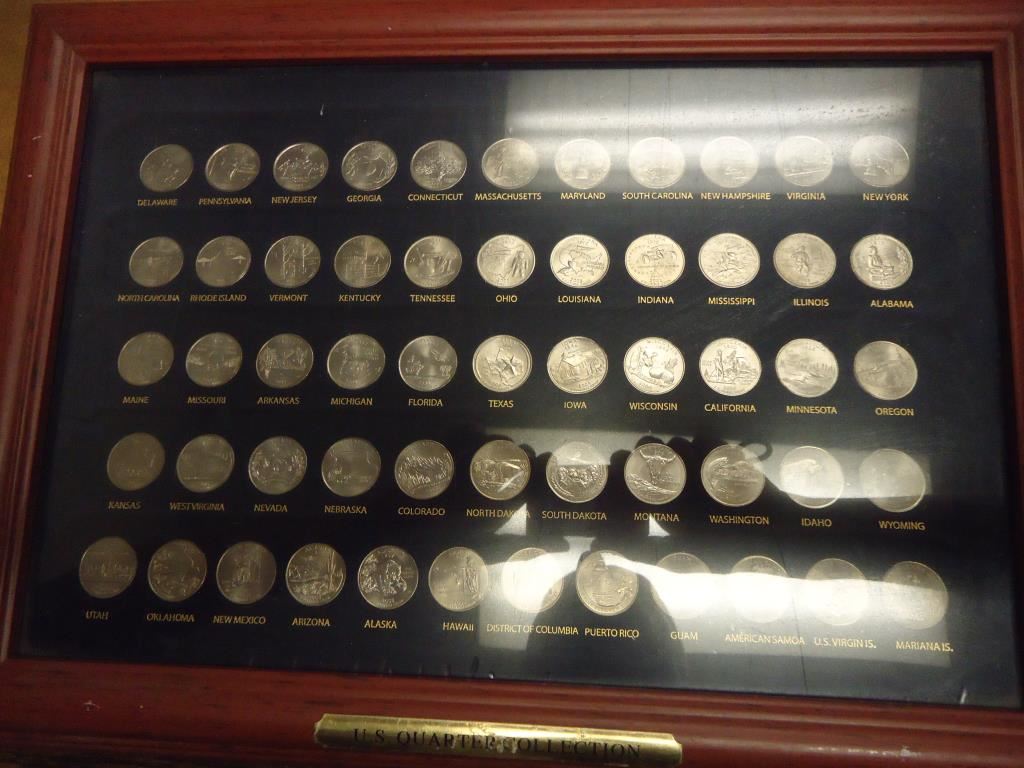 FRAMED US QUARTERS COLLECTION ALL UNC ALL 50 STATE QUARTERS FROM ...