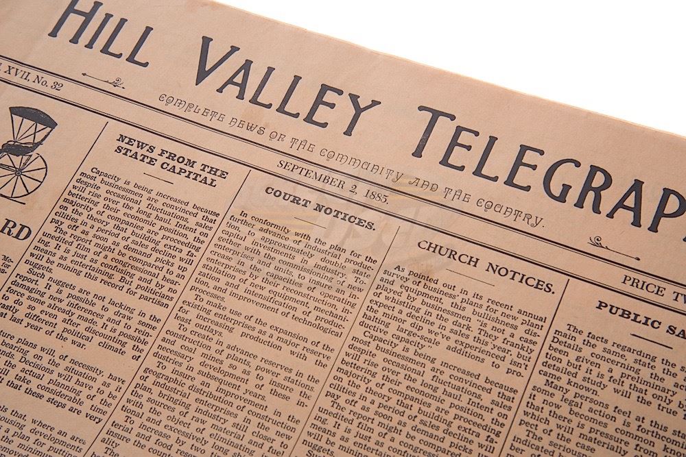 Back To The Future 3 - 1885 Hill Valley Telegraph Newspaper - 18248