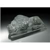 Antique Gillinder large molded glass lion paperweight, with a three ...