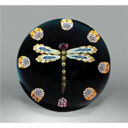 Paul Ysart dragonfly paperweight, composed of a central dragonfly ...