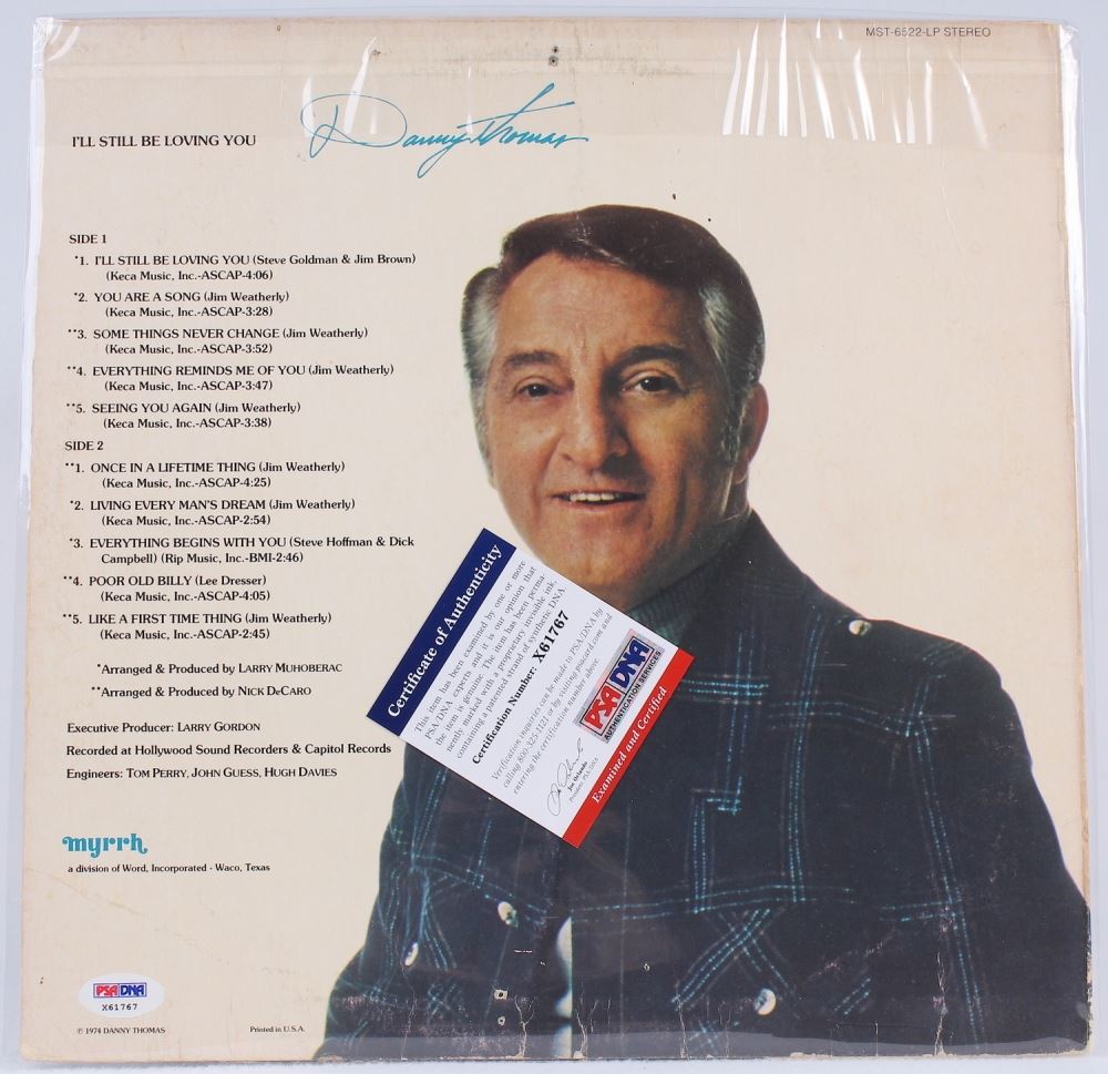 Danny Thomas Signed "I'll Still Be Loving You" Record Album Cover ...