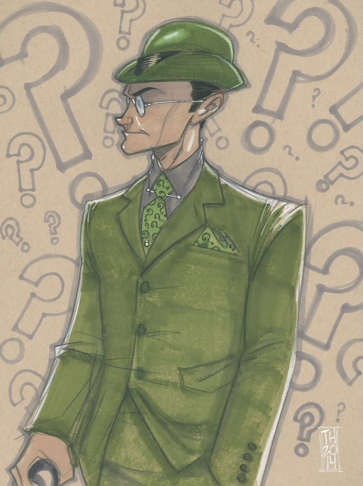 "The Riddler" Batman Villain Series ORIGINAL Signed 9x12 Color Drawing ...
