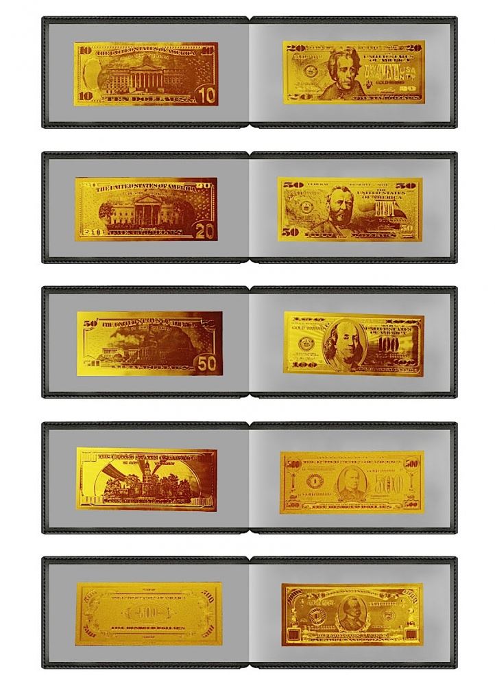 Complete Set of (14) 24K Gold Limited Edition US Banknote Bills with ...