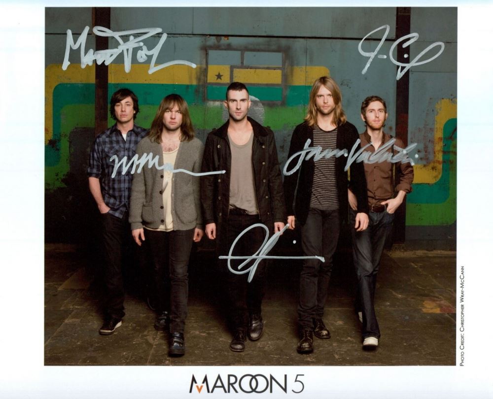 Maroon 5 Band Signed 8x10 Photo Signed by (5) with Adam Levine, Matt ...