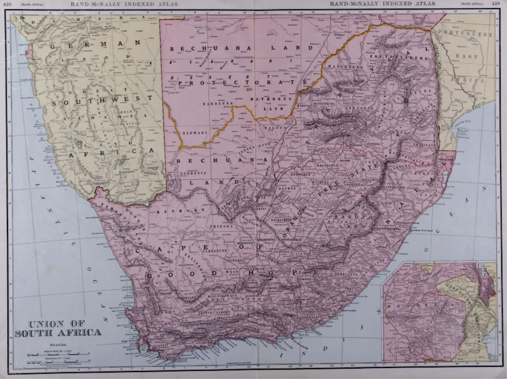 Union of South Africa Map by Rand McNally c. 1911