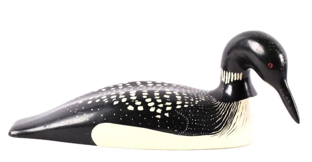 Folk Art Carved Loon Decoy by Dug 101