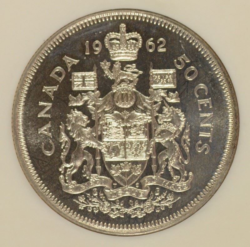1962 CANADIAN HALF DOLLAR, PCI MS-66