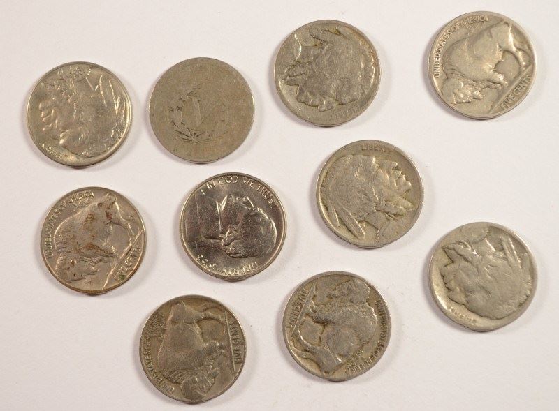 (10) MISC NICKELS (1912-D, 1916, 1919, 1921, 1923, 1925-S, 1930-S, 1936 ...