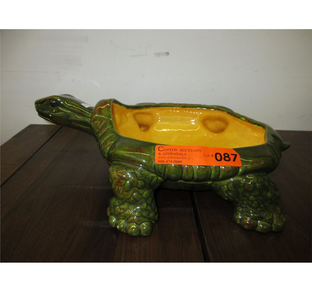 Large glazed ceramic turtle - plant holder