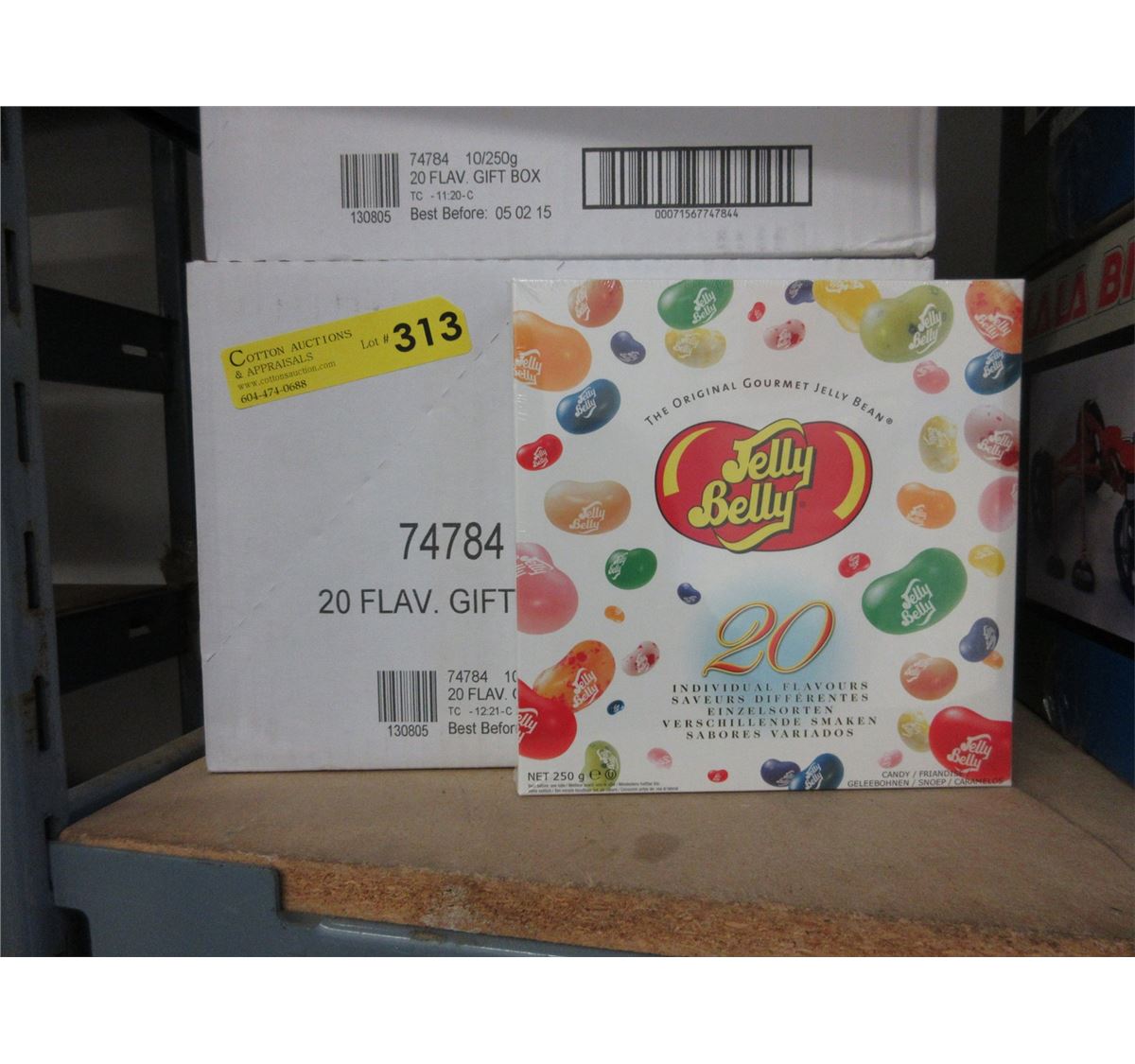 Case of Jelly Belly gift boxes