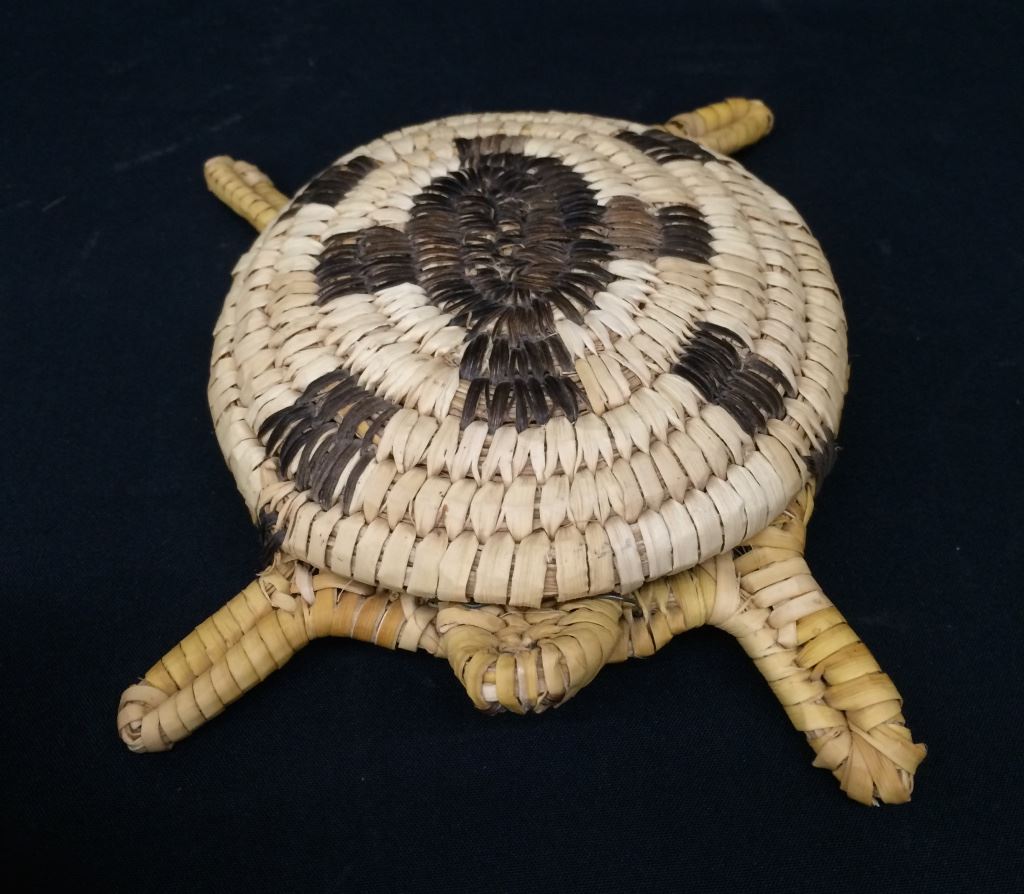 Vintage Tohono O’odham Turtle Effigy Basket