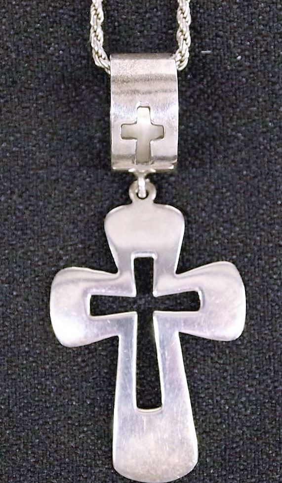 Thailand Sterling Silver Cutaway Cross Necklace