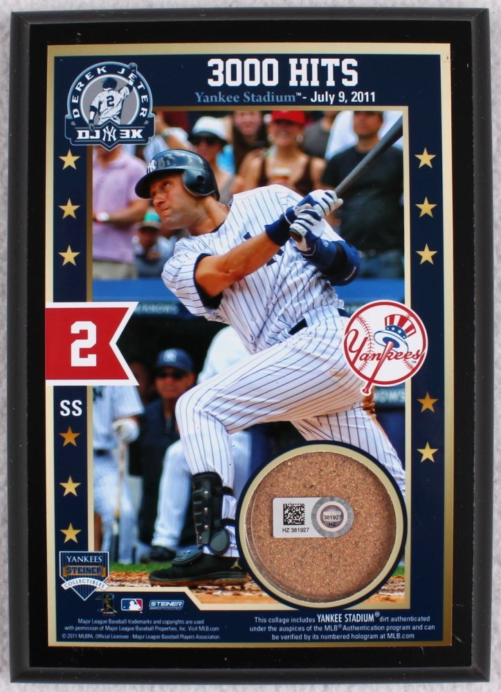 Derek Jeter Moments: '3000 Hits' 5X7 Photo Plaque with Game-Used Yankee ...