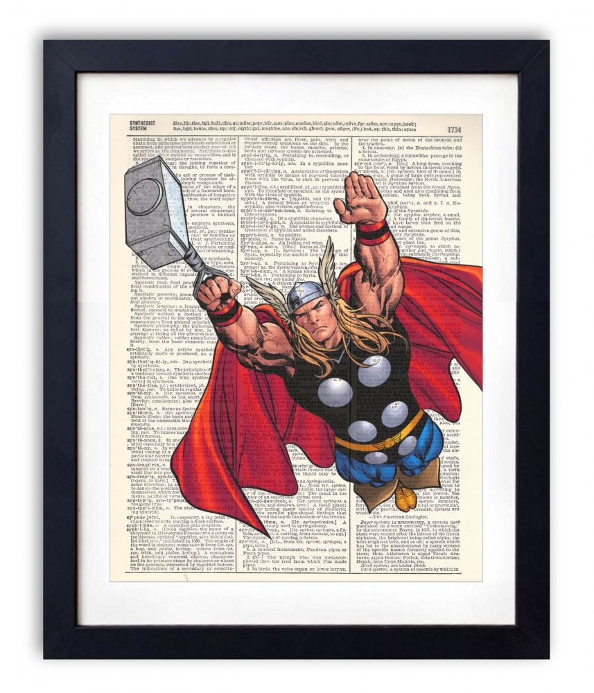 "Thor" Marvel Avengers Original Antique Dictionary Page Art Print ...