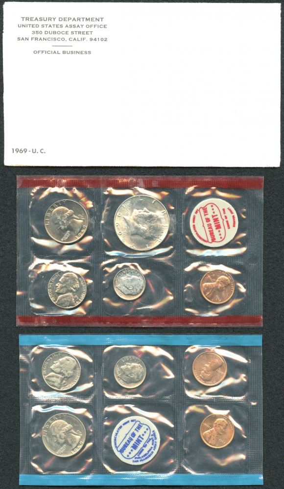 1969 United States Mint Proof Set with (10) Coins