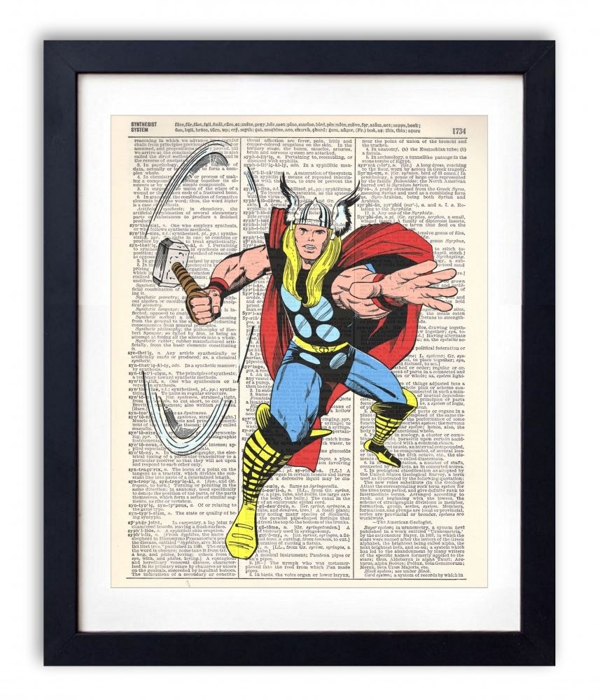 "Thor" Marvel Avengers Original Antique Dictionary Page Art Print ...