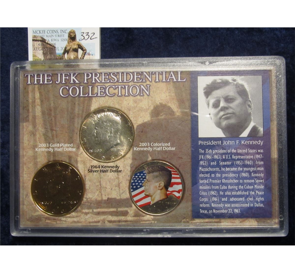 332. "The JFK Presidential Collection" 2003 P 24-Kt Gold-plated Kennedy ...