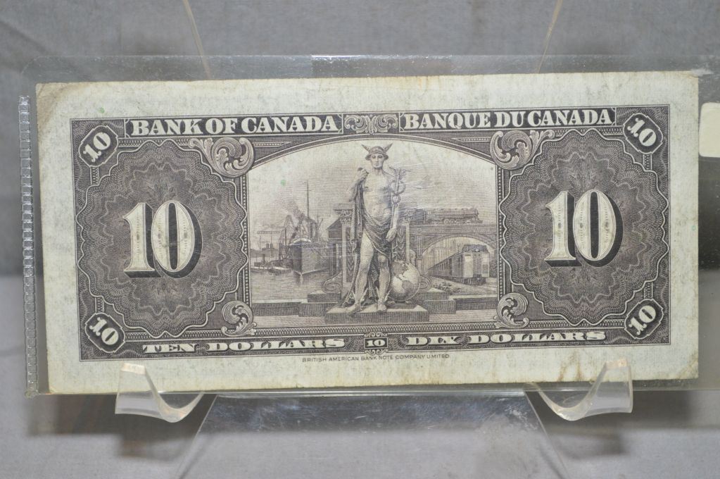 A 1937 King George Bank of Canada ten dollar bill