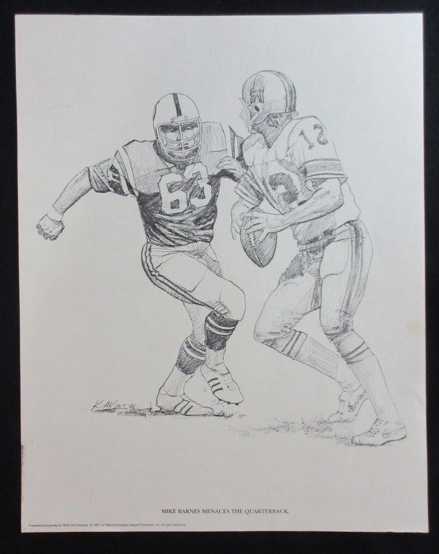 1981 NFL Shell Oil Posters - 22 TOTAL (3) Mike Barnes Menaces The ...