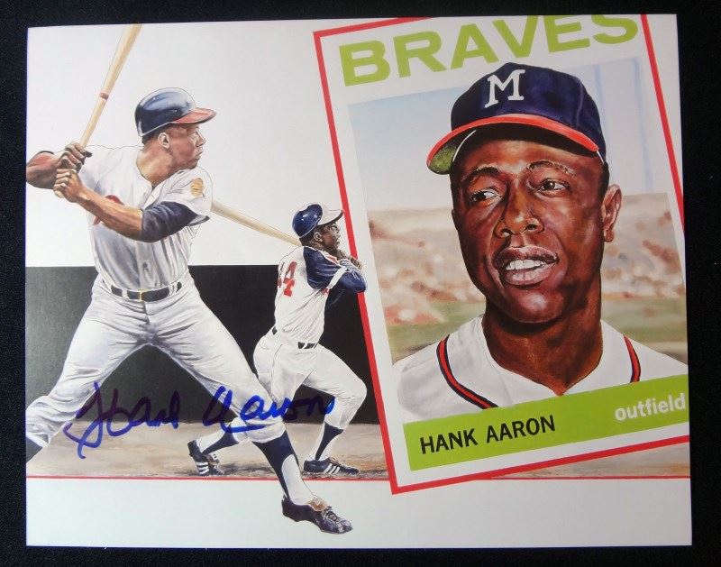 HANK AARON Autographed 10"x 8" Photo TIMOTHY HOULE Print